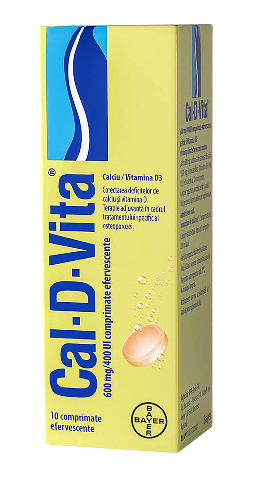 CAL-D-VITA 600 mg/400UI, 10 comprimate efervescente, Bayer