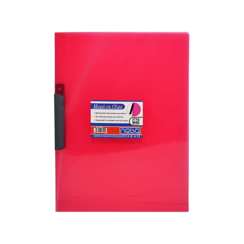 Mape Mapa A4, din plastic, cu clips, translucida - NEBO 1622...