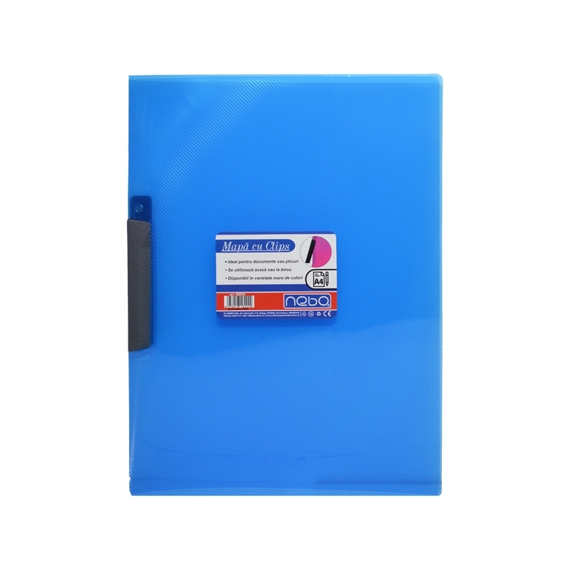 Mape Mapa A4, din plastic, cu clips, translucida - NEBO 1622...