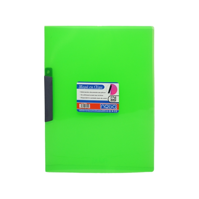Mape Mapa A4, din plastic, cu clips, translucida - NEBO 1622...
