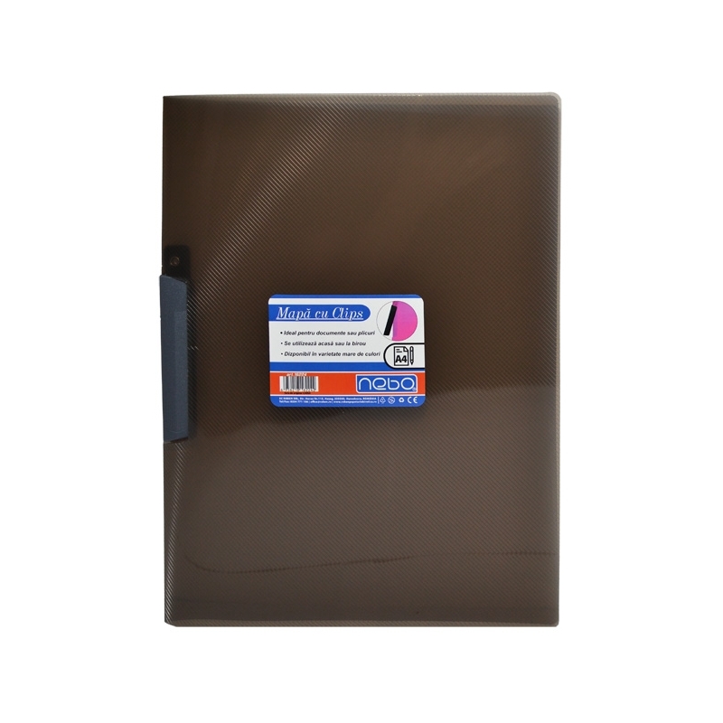Mape Mapa A4, din plastic, cu clips, translucida - NEBO 1622...