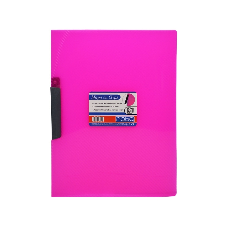 Mape Mapa A4, din plastic, cu clips, translucida - NEBO 1622...