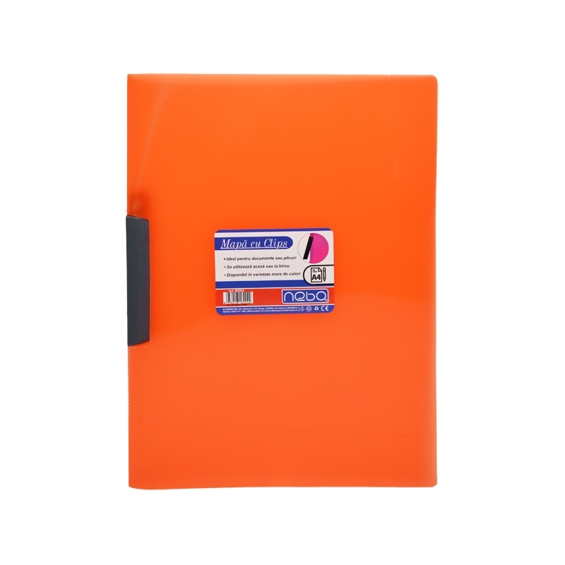 Mape Mapa A4, din plastic, cu clips, translucida - NEBO 1622...