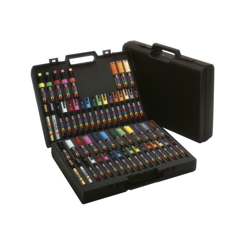 Carioci Mapa UNI Posca echipata cu 54 markere, tip servieta ...