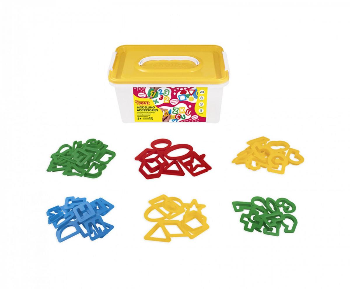 96 șabloane pentru plastilină-Cifre,litere,forme geometrice