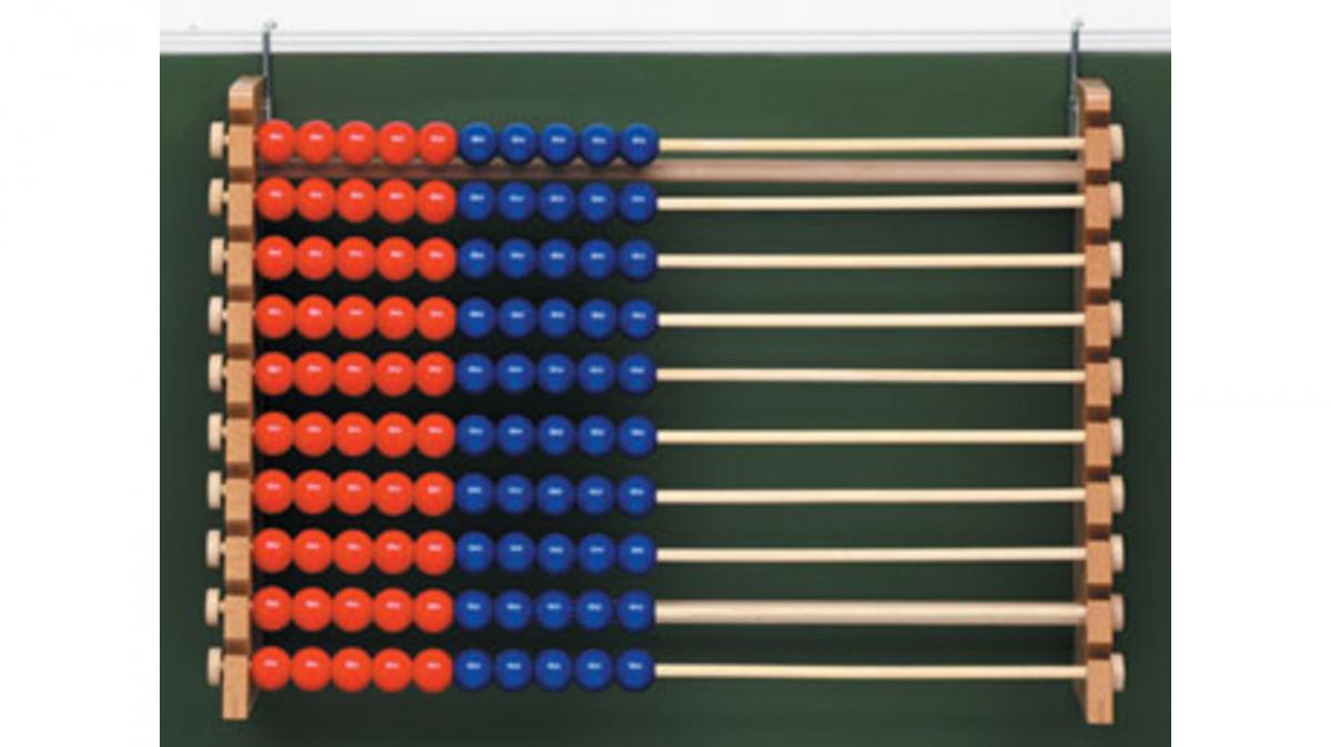 Numărătoare uriașă cu 100 de bile colorate din lemn (Abac)