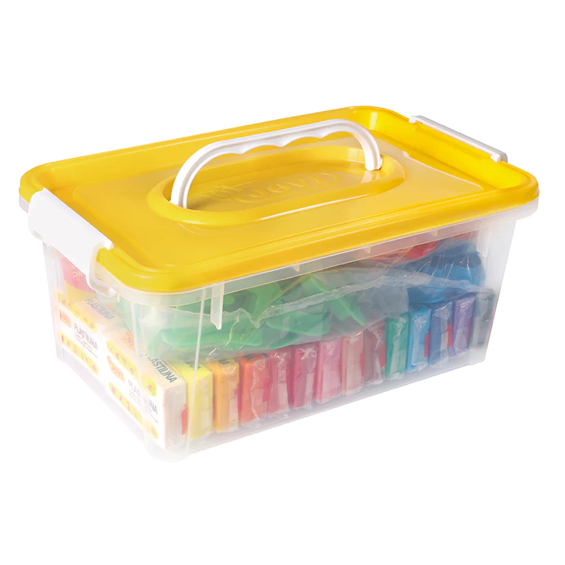 Set cu plastilină, șabloane cu litere, cifre și forme