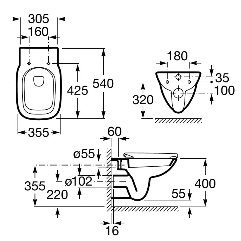 Vase WC Vas WC Suspendat Roca Debba Rimless Square A34699L00...