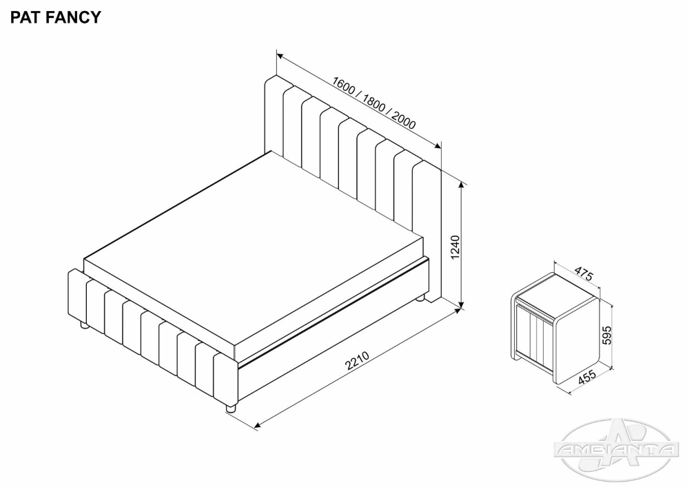 Dormitoare Pat FANCY 1.4 m GRI 4842115044519 Ambianta ww...