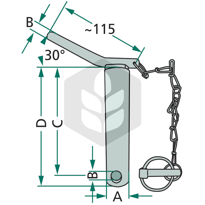 Bolt tirant central cu lant si splinturi 32 mm