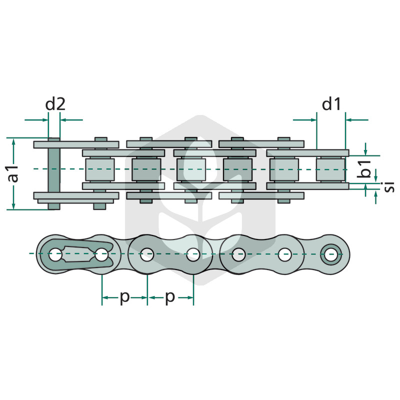 Lant cu role simple 5 m, constructie europeana, DIN 8187, ISO R 606 B