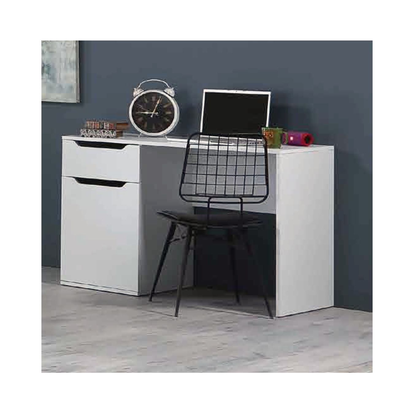 Birou alb din PAL melaminat 122x79x53 cm Fulya Ipar | Hectarul.ro