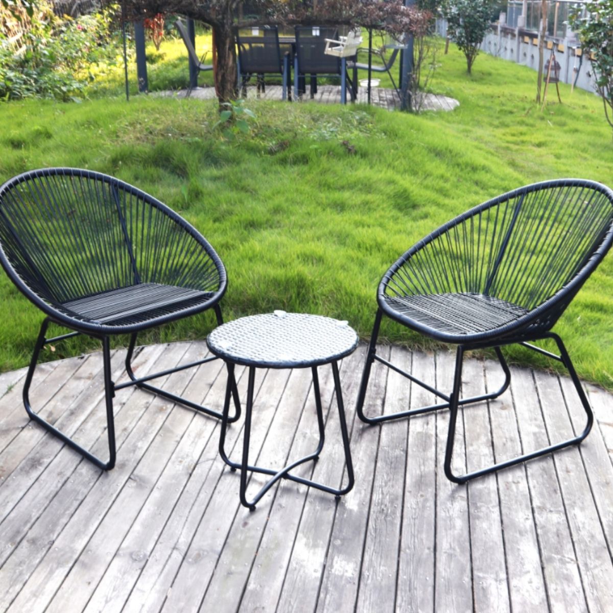 Set 2 scaune si masuta pentru terasa, balcon, gradina, tip bistro, otel ...