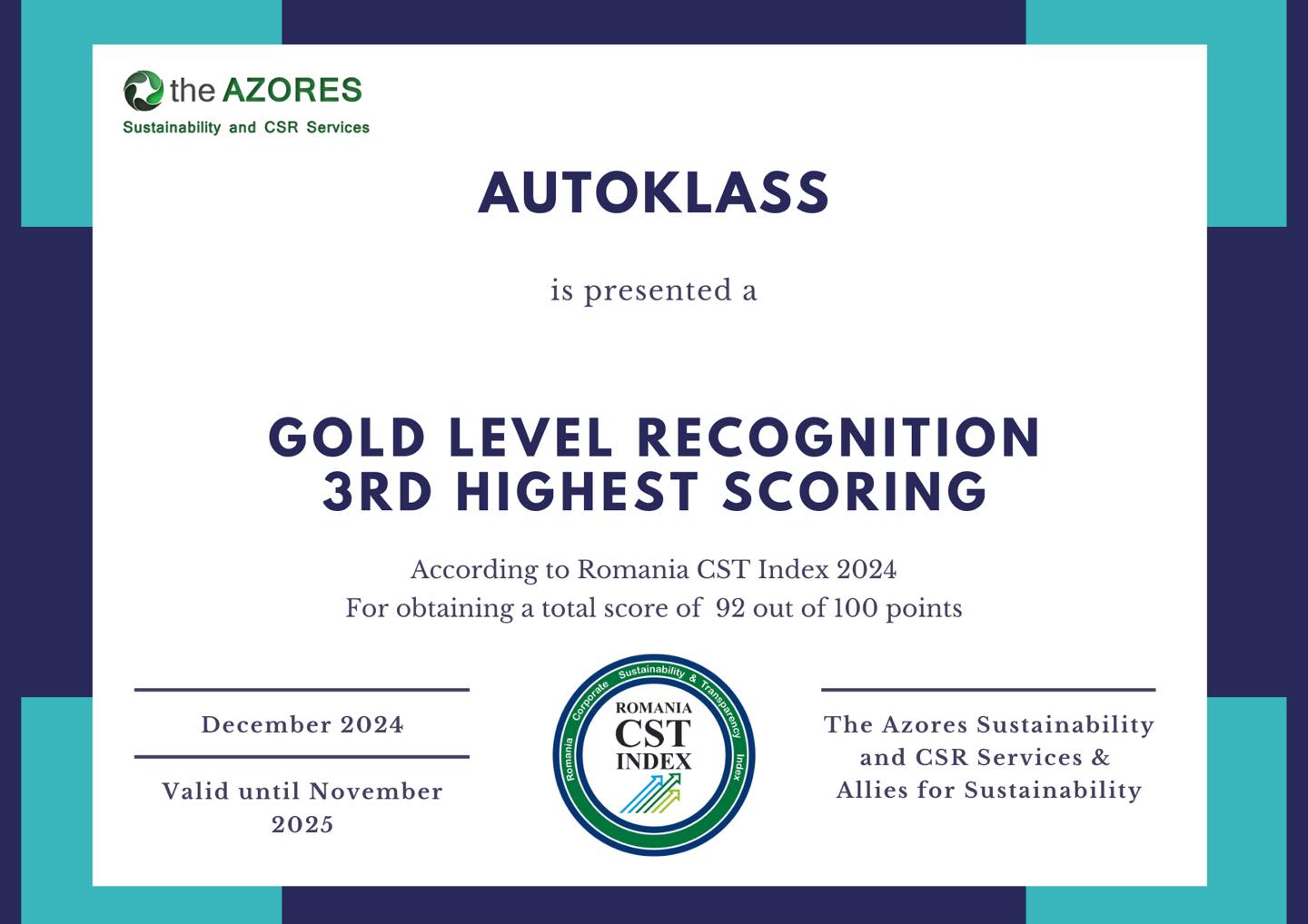 Autoklass Center obține un nou trofeu pentru susținerea ...