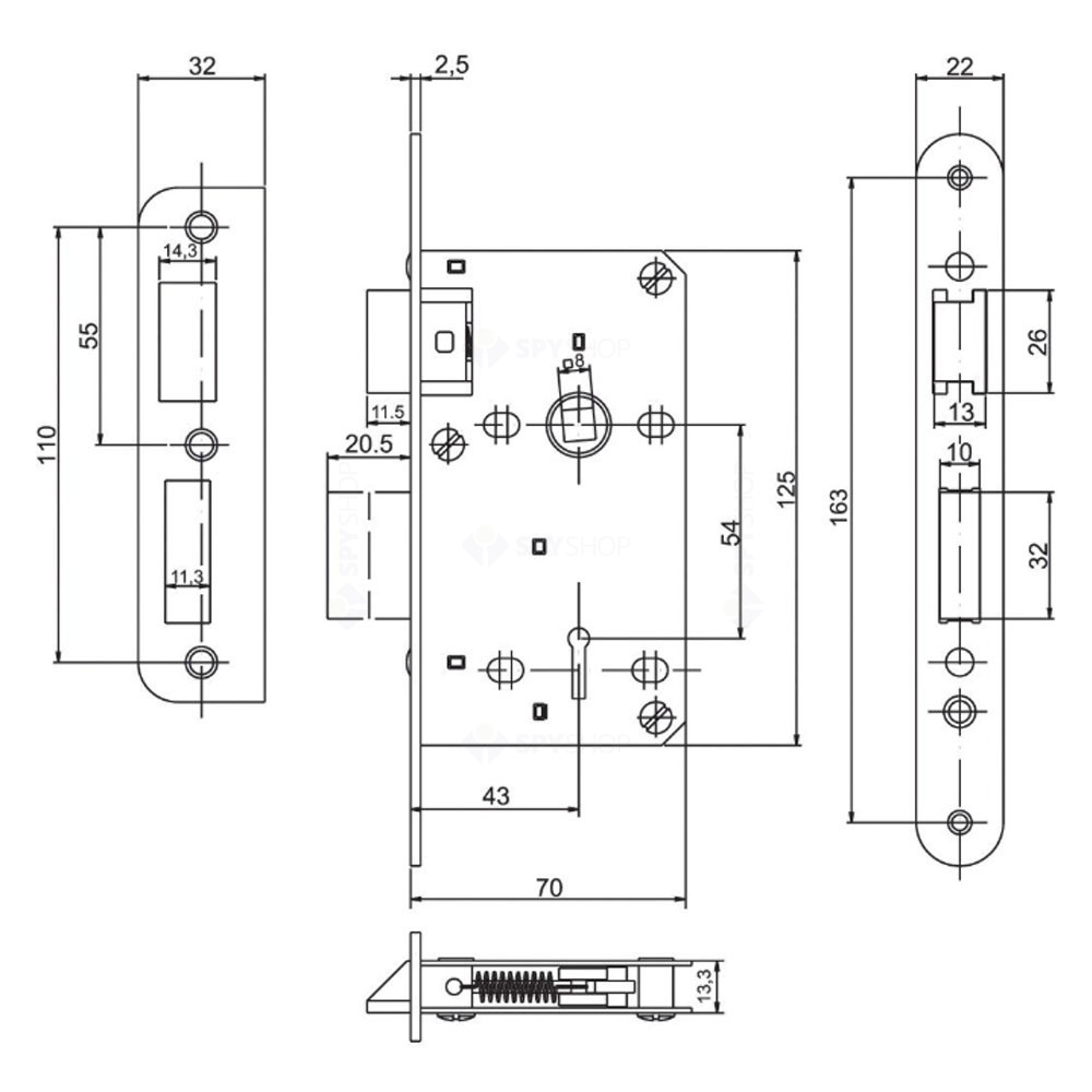 Broasca ingropata cu cheie, Yale, 43x54mm, PFV, galben_AHY5SGB