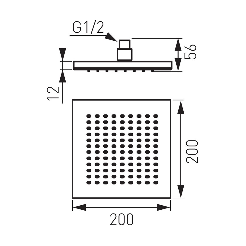 Baterii dus Cap de dus fix, Ferro Squerto, 200x200mm, crom 4...