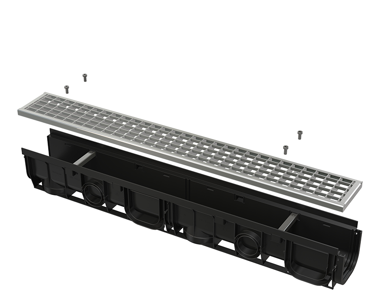 Rigola de exterior cu rama din plastic si gratar galvanizat, Alcadrain ...