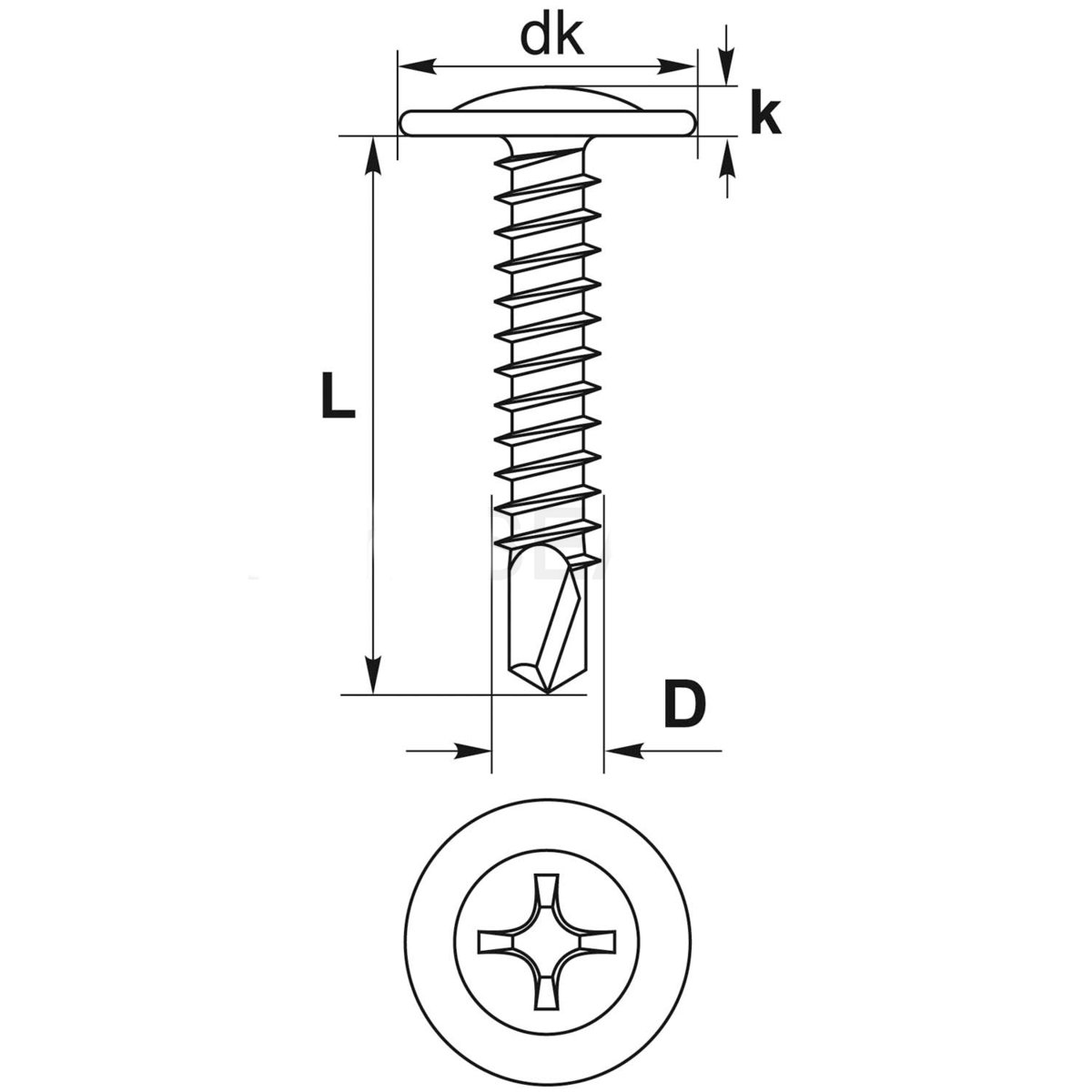 SURUB CAP PLAT CU SAIBA AUTOFORANT 4.2x16, 100 buc