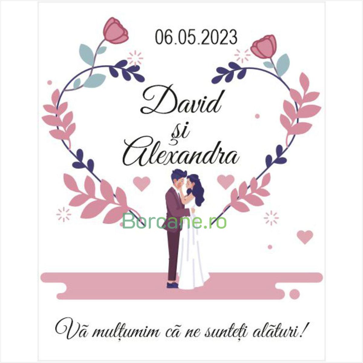 Etichete personalizate, marturii nunta pe Borcane.ro