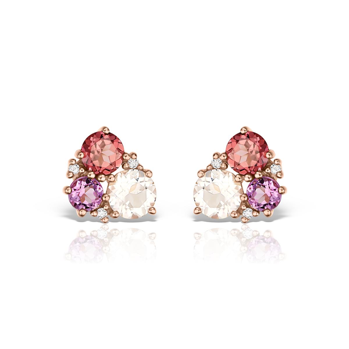 Cercei Maria Granacci cu ametist, rodolit, quartz roz si diamant, din ...