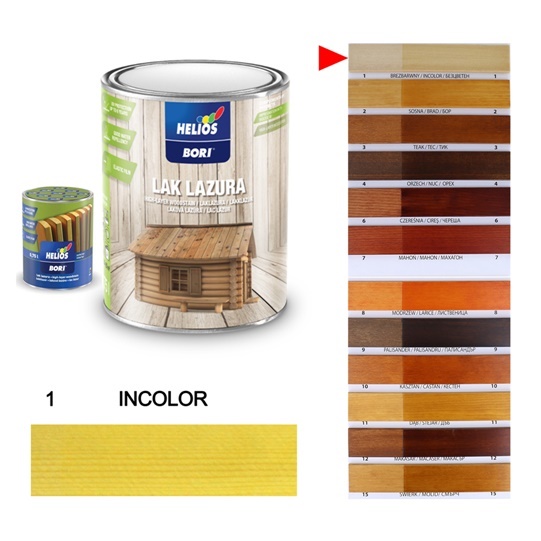 Lac pentru lemn LAC LAZUR BORI 1 INCOLOR 5L HELIOS 383884702...