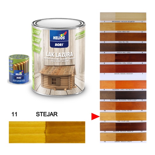 Lac pentru lemn LAC LAZUR BORI 11 STEJAR 0,75L HELIOS 383884...