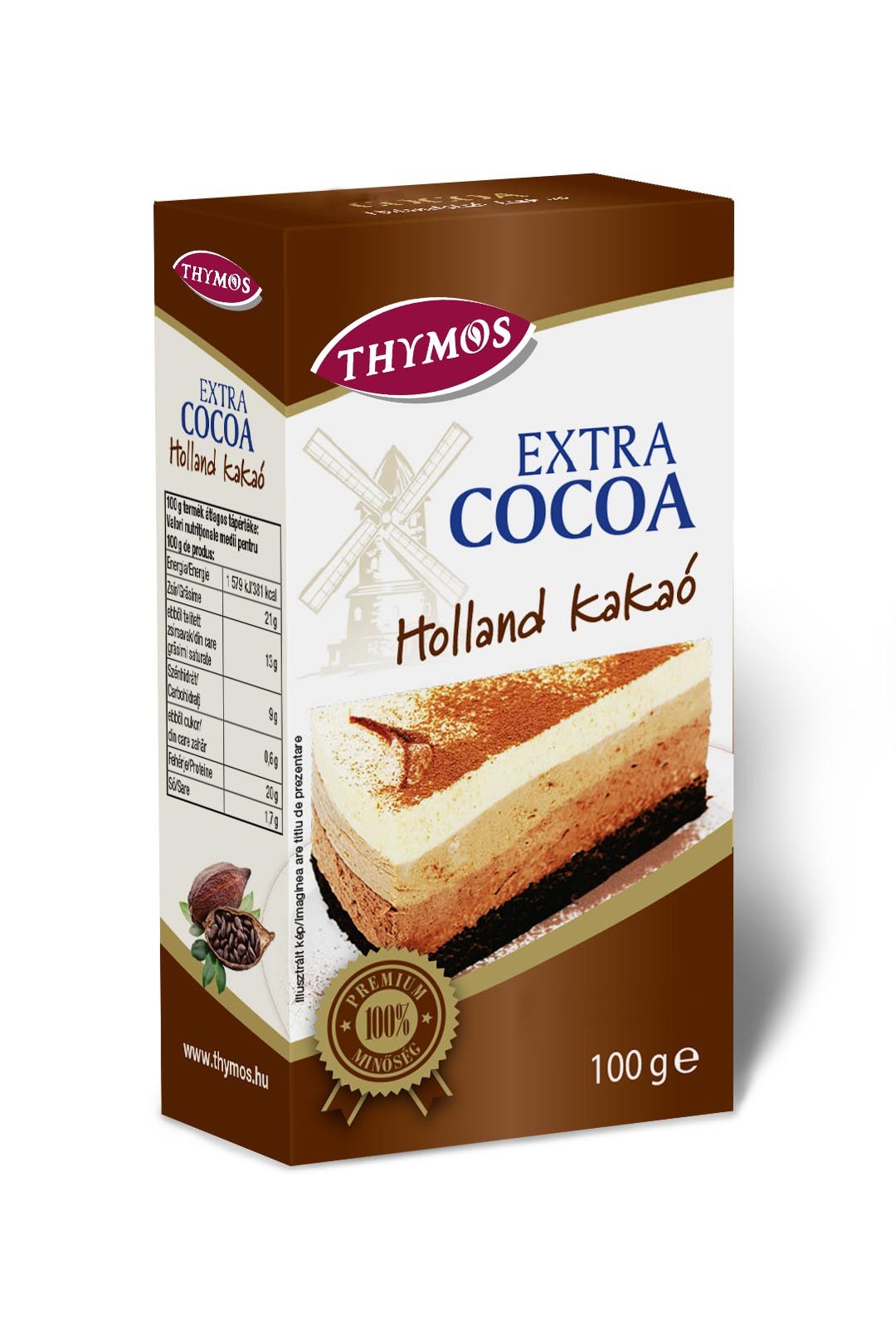 Cacao CACAO PUDRA OLANDEZA EXTRA 20-22% THYMOS 100G # 21 buc...