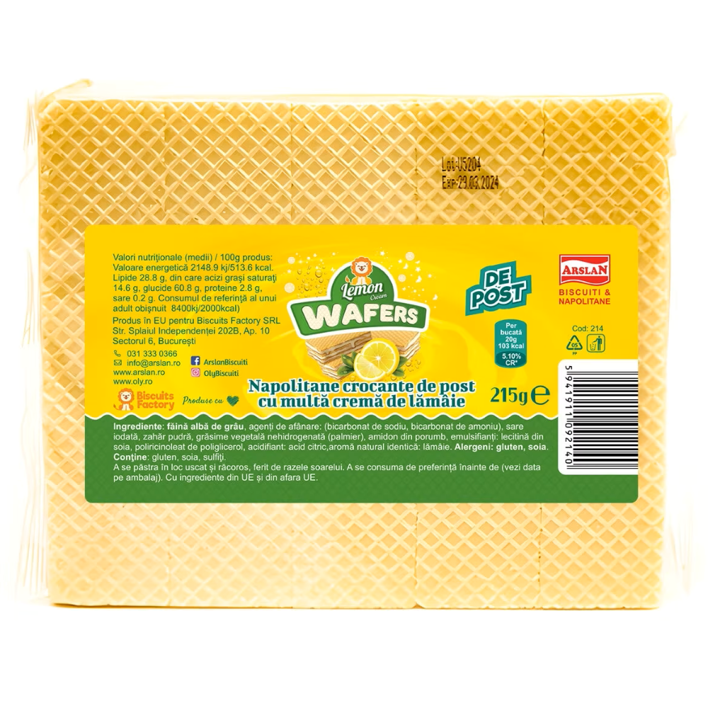 Napolitane ambalate NAPOLITANE CU CREMA DE LAMAIE ARSLAN 215...