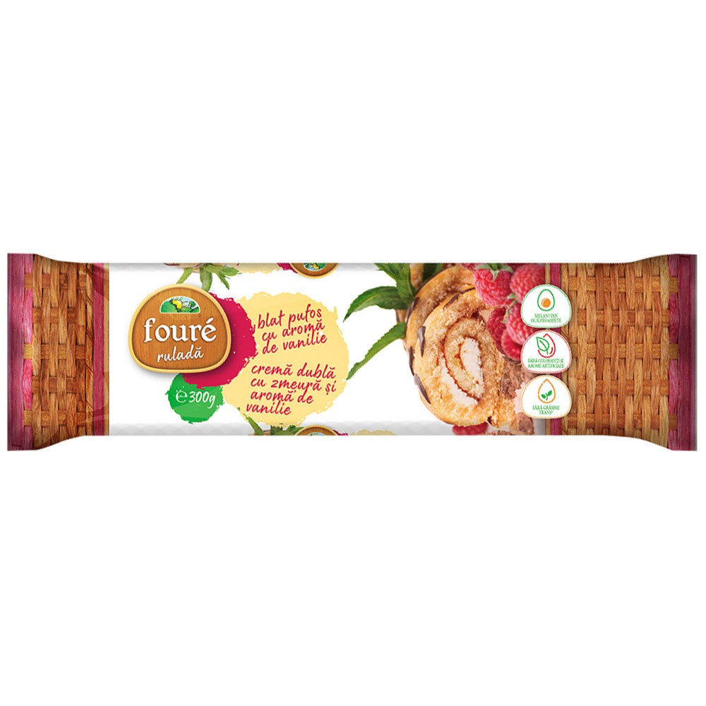 Rulada, croissant RULADA CACAO CU CREMA DE ZMEURA FOURE 300G...