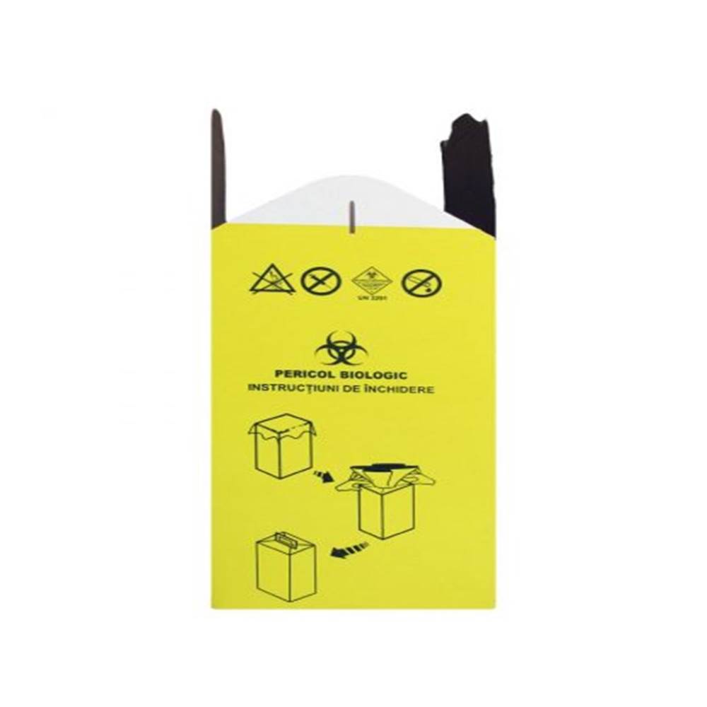 Cutie galbena cu sac colectare deseruri infectioase biohazar...