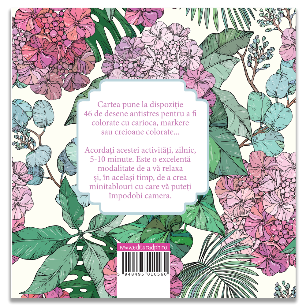 Relaxare si culoare - Carte de colorat cu 4 creioane colora...