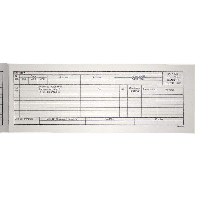 Tipizate Bon predare transfer 1/2 A4 ata-verso EG6L08 no nam...