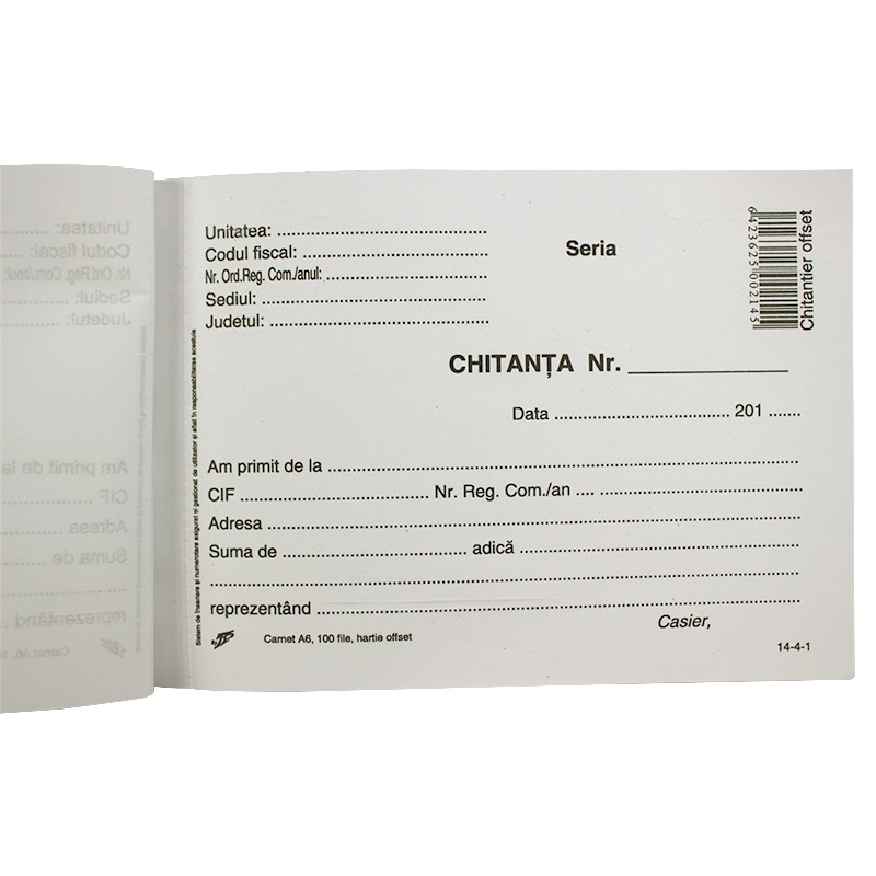 Tipizate Chitantier A6 EG6L18 no name Evidentgroup.ro