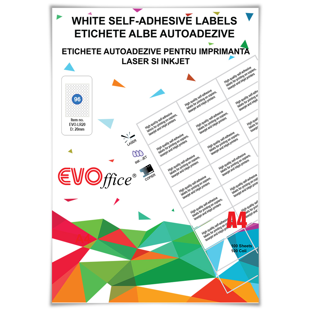 Etichete autoadezive Etichete albe autoadezive diam. 20 mm p...