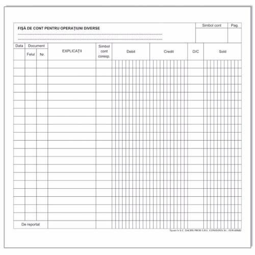 Tipizate Fisa cont analitic pt operatii diverse A18426 Evide...