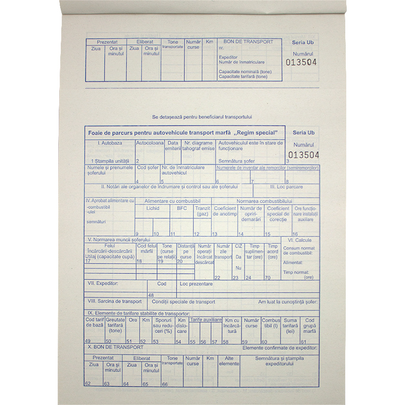Tipizate Foaie parcurs marfa A4 fata-verso EG6L46 no name Ev...