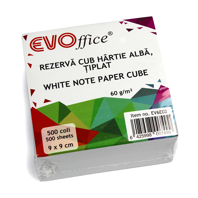 Rezerve cub hartie Rezerva cub 9*9 cm tiplat, hartie alba 60...
