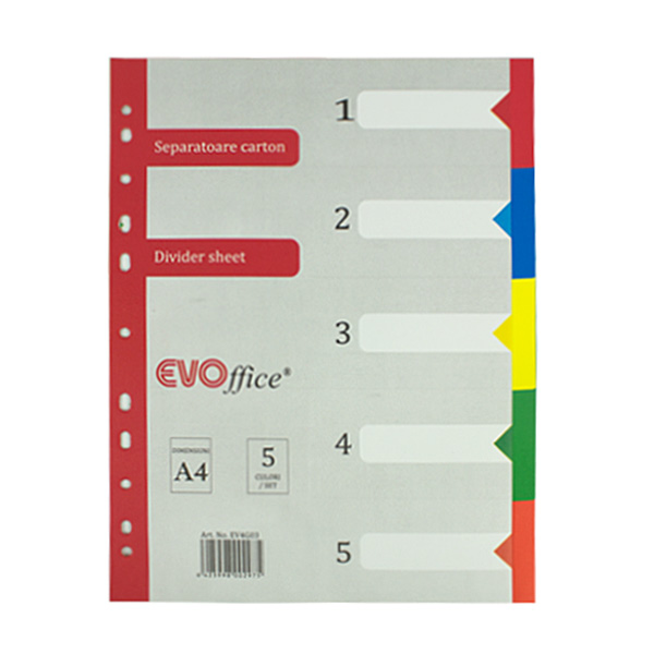 Separatoare Separatoare carton 5 culori/set EVOffice EV4G03 ...