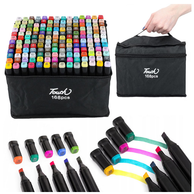 Carioci Set 168 de carioci profesionale cu 2 capete, in supo...