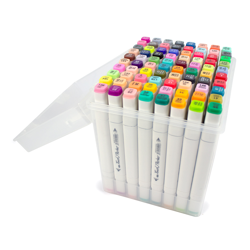 Carioci Set 80 carioci profesionale cu 2 capete, in cutie pl...