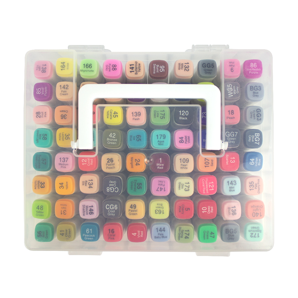 Carioci Set 80 carioci profesionale cu 2 capete, in cutie pl...