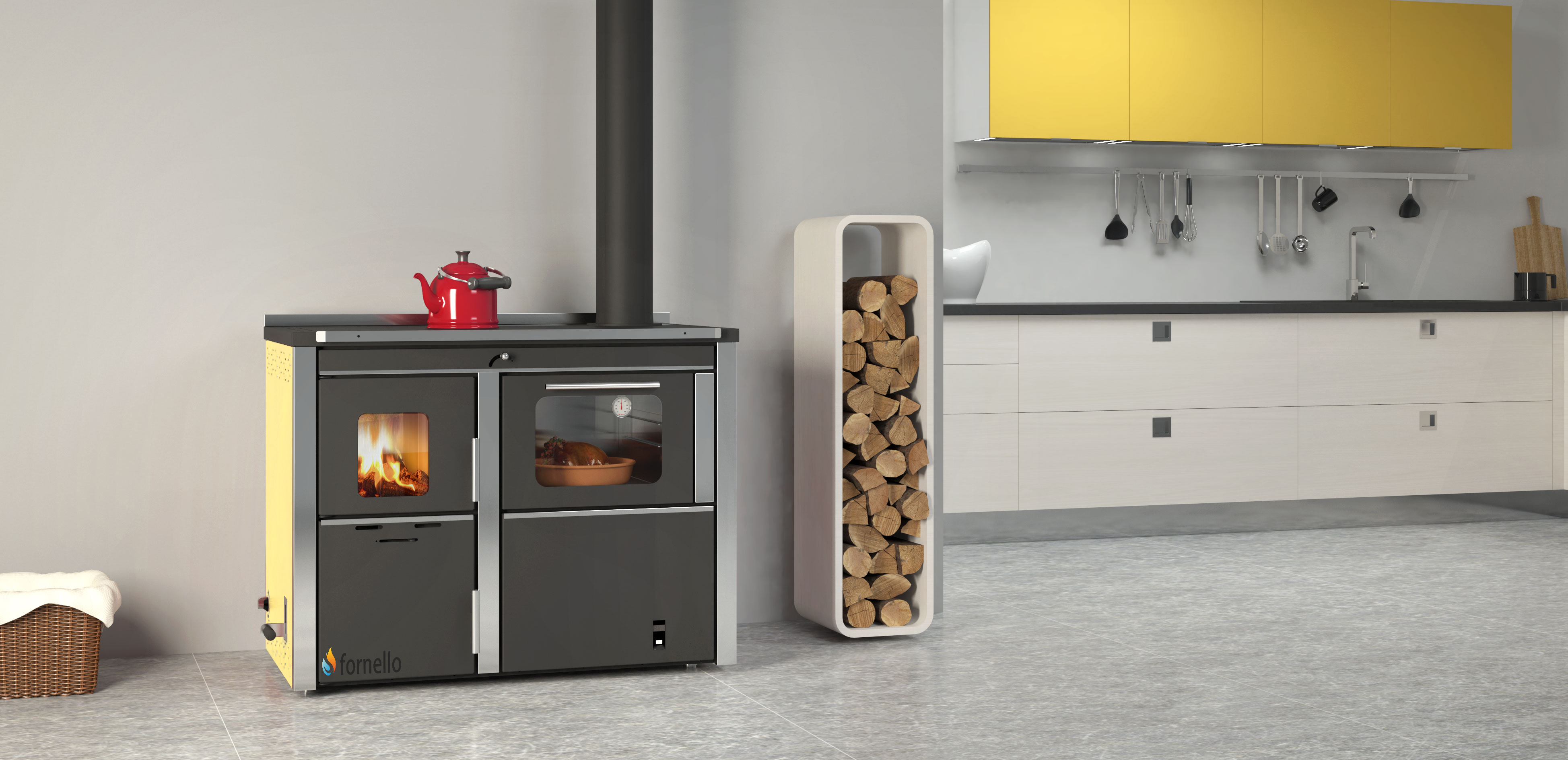 Pachet Termosemineu FORNELLO STAR 34 kw pe combustibil solid ( lemn ...