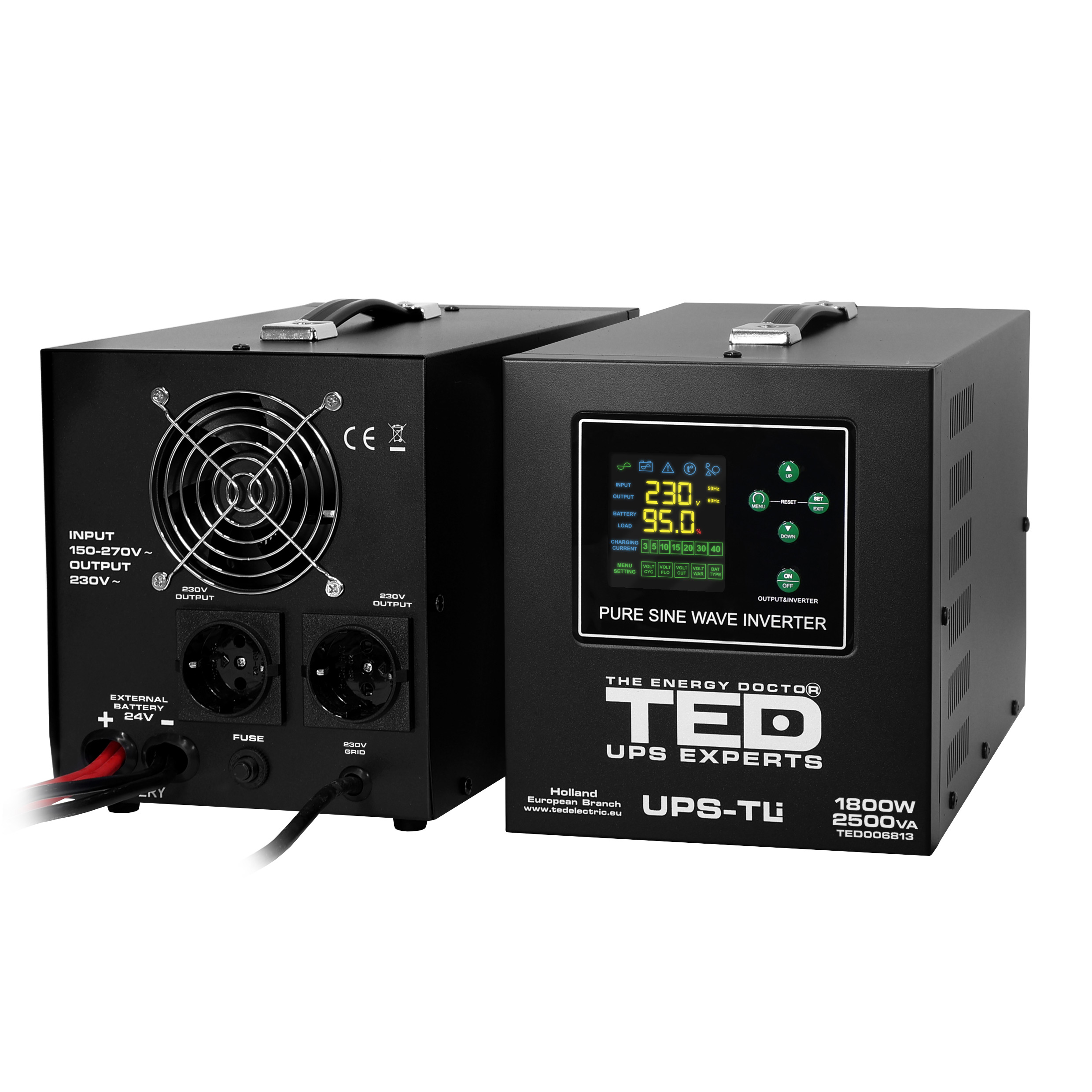 Centrala cu Acumulator Extern UPS 2500VA/1800W runtime extin...