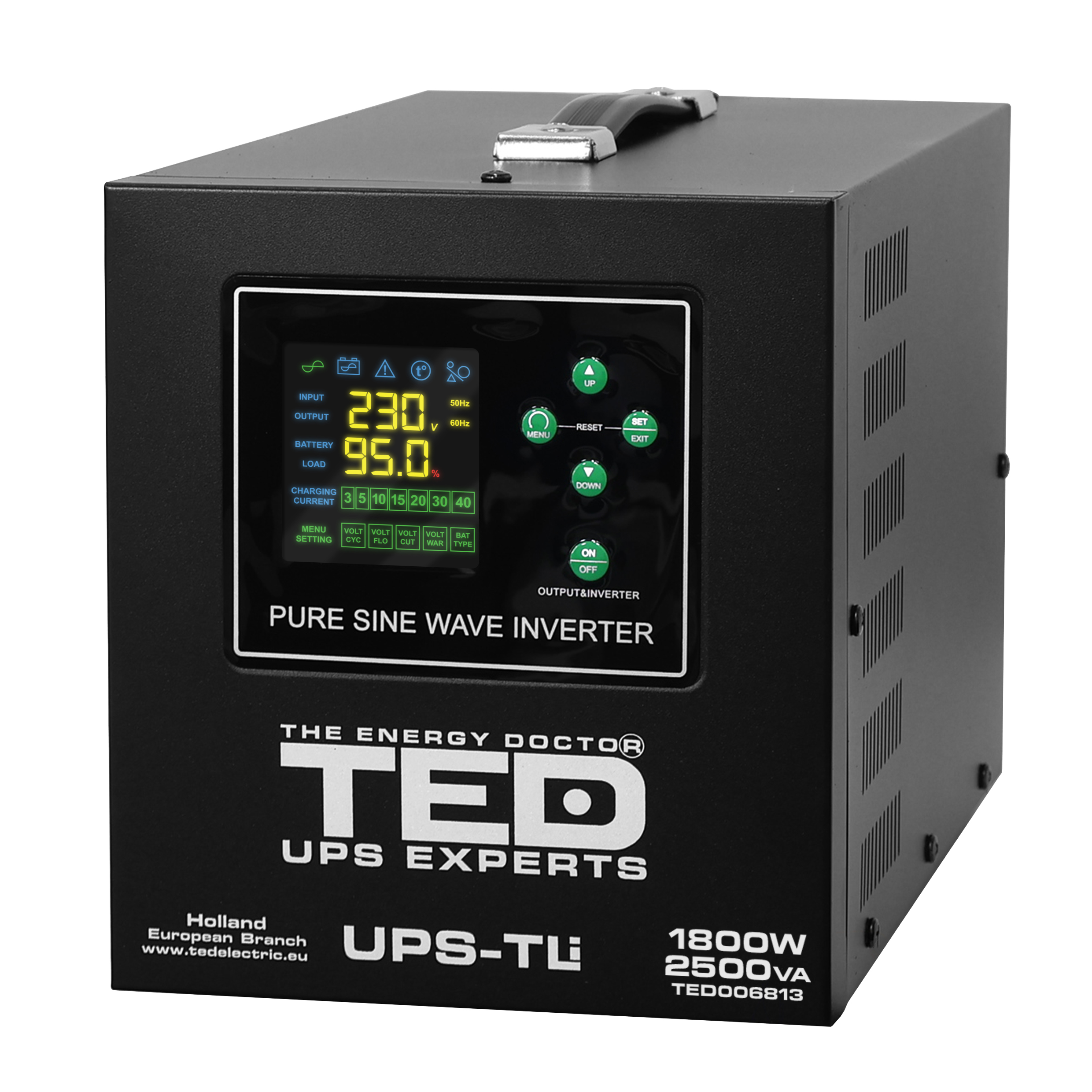 Centrala cu Acumulator Extern UPS 2500VA/1800W runtime extin...