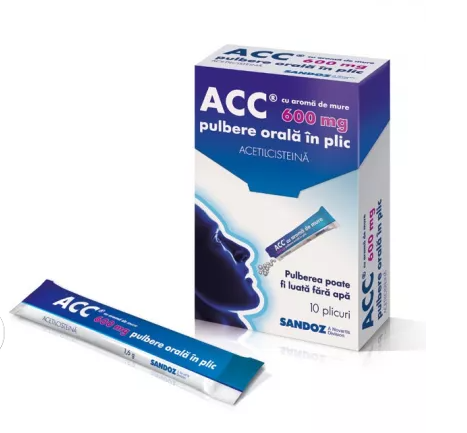 ACC CU AROMA DE MURE 600 mg X 10 PULBERE ORALA IN PLIC SAND...