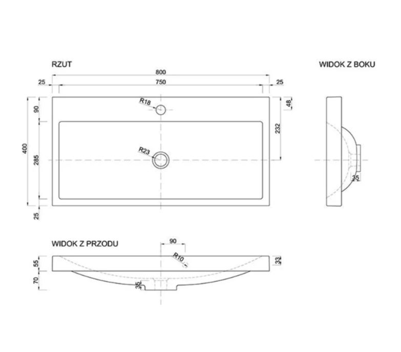 Lavoare Lavoar Defra Olex 80 x 40 x 5.5 cm din compozit, mon...
