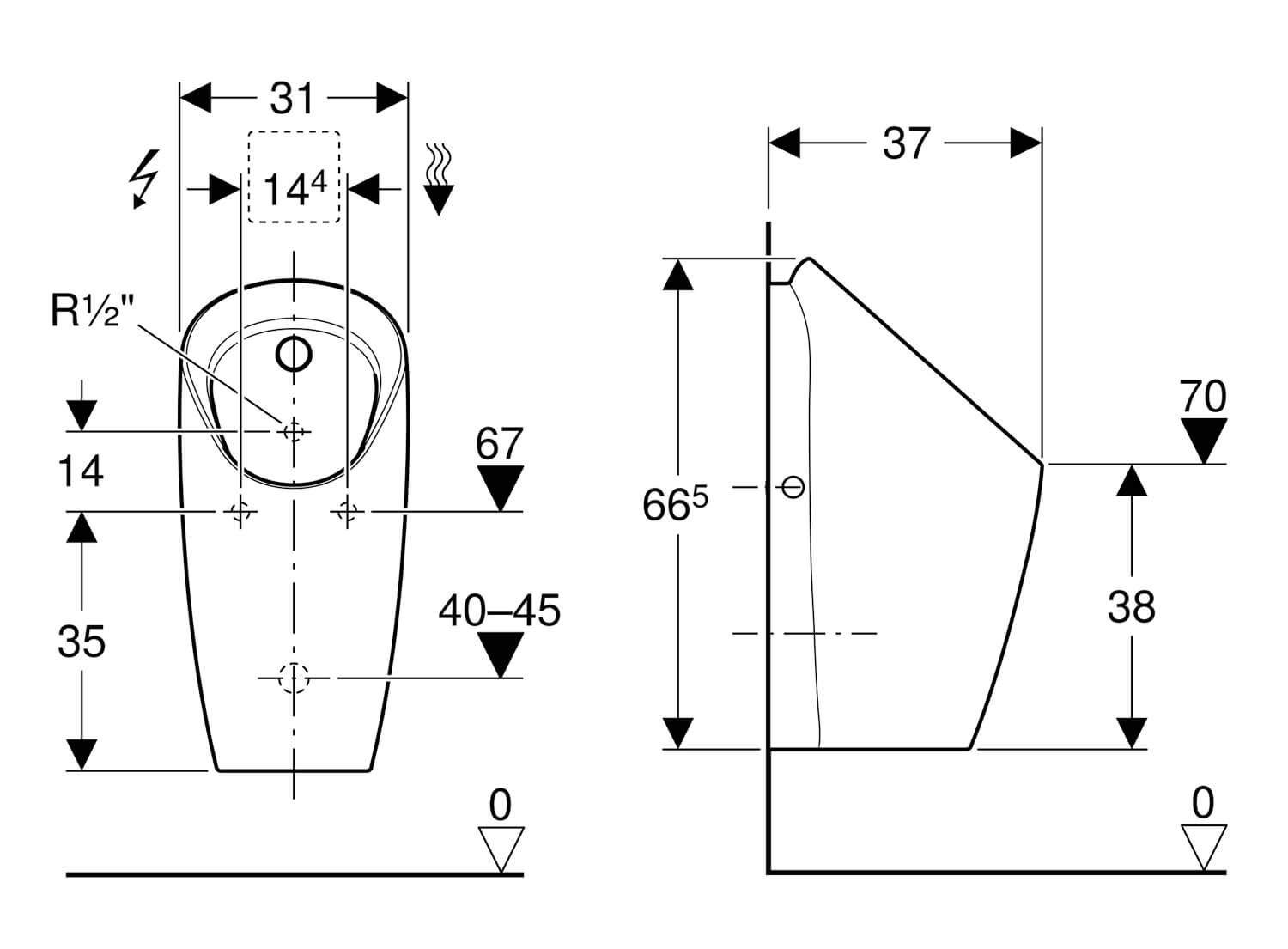 Urinal Pisoar Geberit Preda pentru actionare electronica inc...