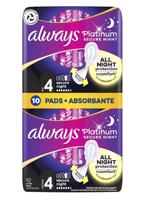 ALWAYS PLATINUM SECURE NIGHT X 10 BUC |23.65 lei | Larafarm.ro