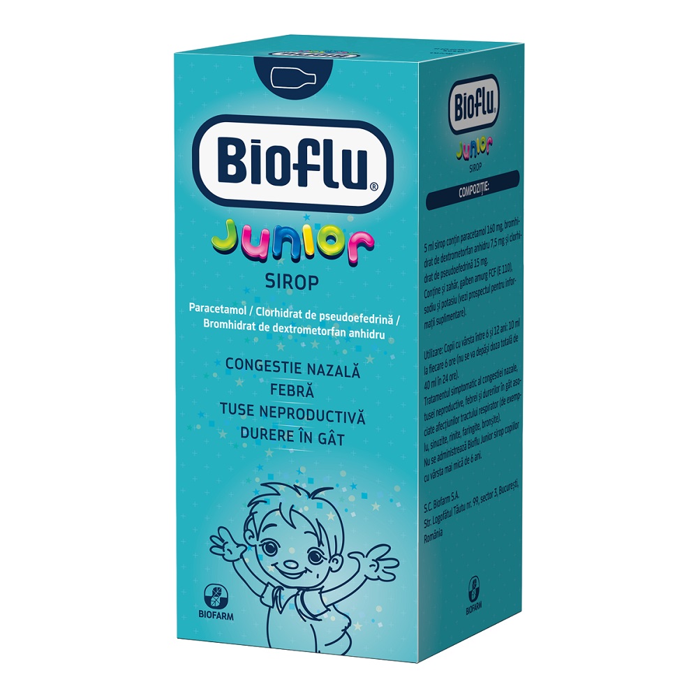 BIOFLU JUNIOR X 1 SIROP BIOFARM S.A. |13.24 lei | Larafarm.ro