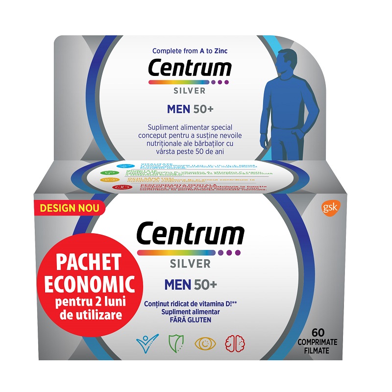 CENTRUM SILVER 50+ BARBATI X 60 CPR. |87.38 lei | Larafarm.ro